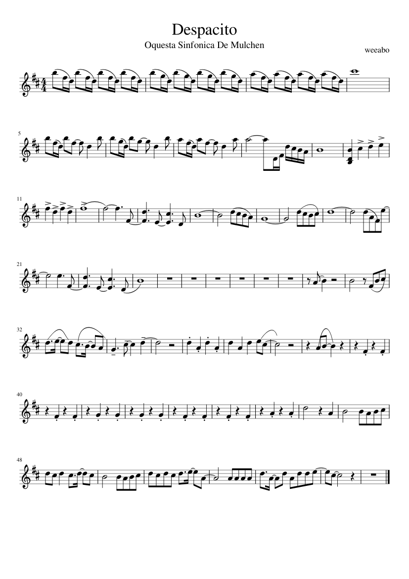 Despacito Sheet music for Violin (Solo) | Musescore.com