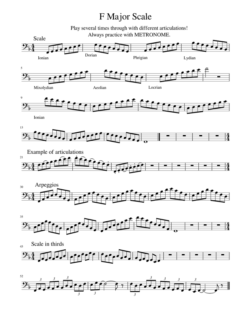 F Major Scale Sheet music for Bassoon (Solo) | Musescore.com