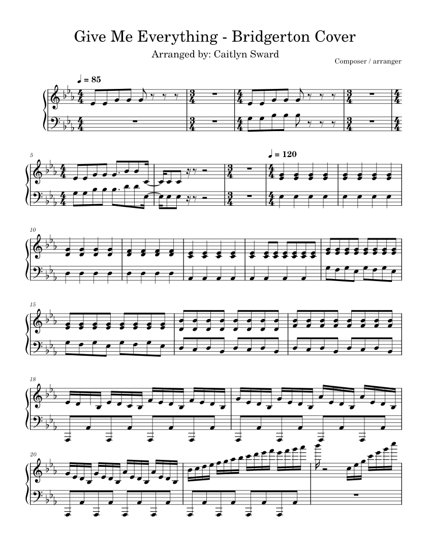 Give Me Everything - Bridgerton Cover Sheet Music for Piano (Solo ...