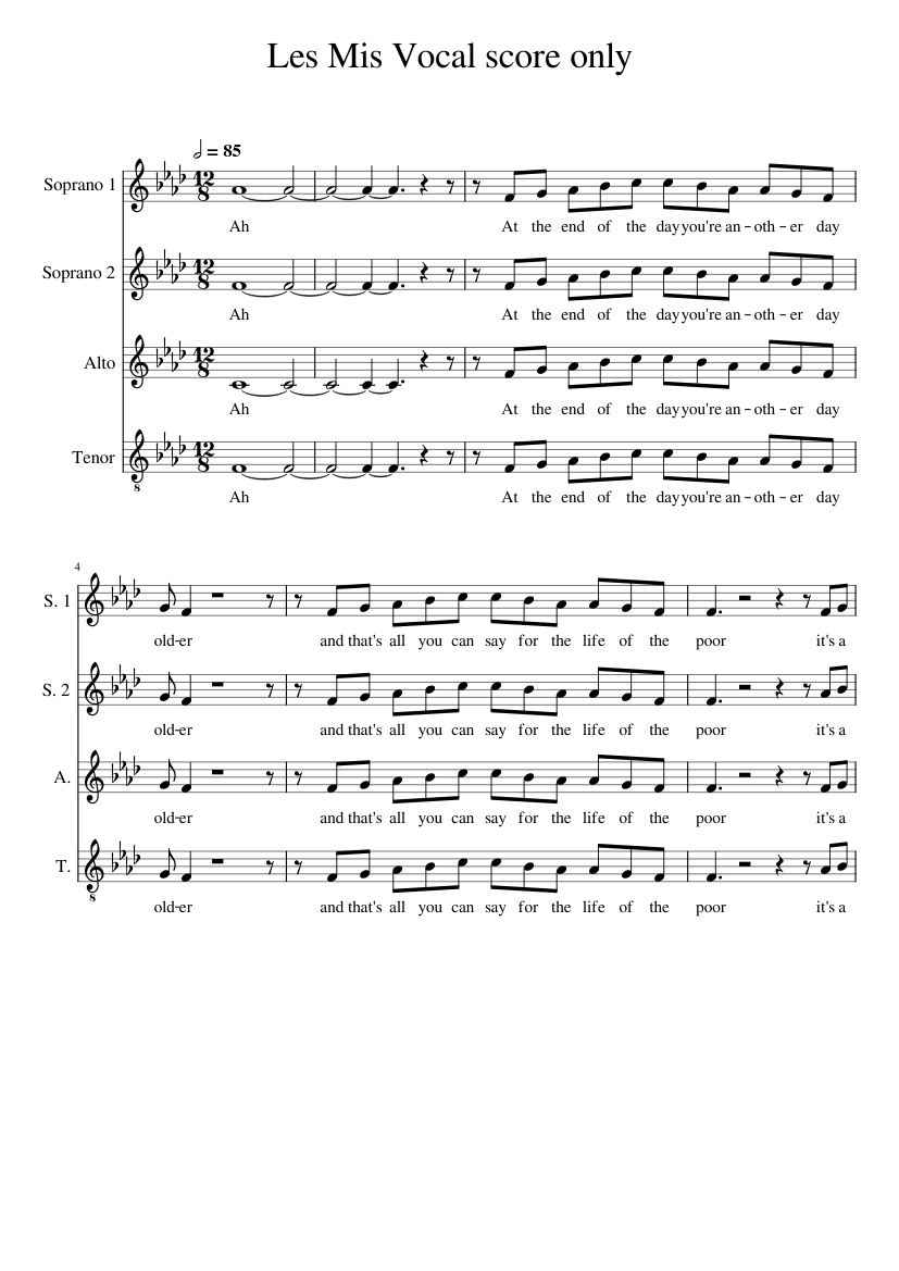 Les Mis Vocal score only Sheet music for Soprano, Alto, Tenor (Choral ...