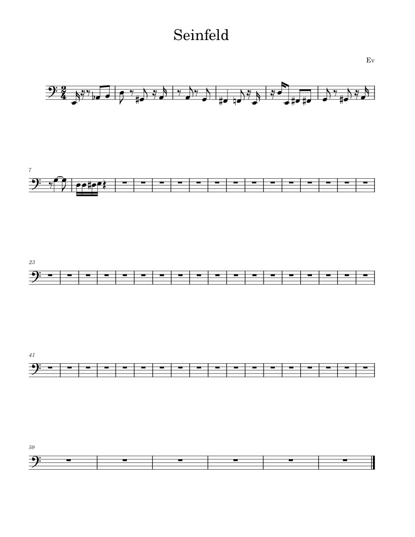 Seinfeld theme – Jonathan Wolff Seinfeld theme simple version Sheet ...