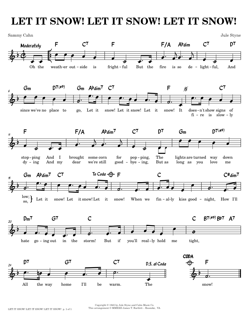 Let It Snow! Let It Snow! Let It Snow! [lead sheet] – Jule Styne, Sammy ...
