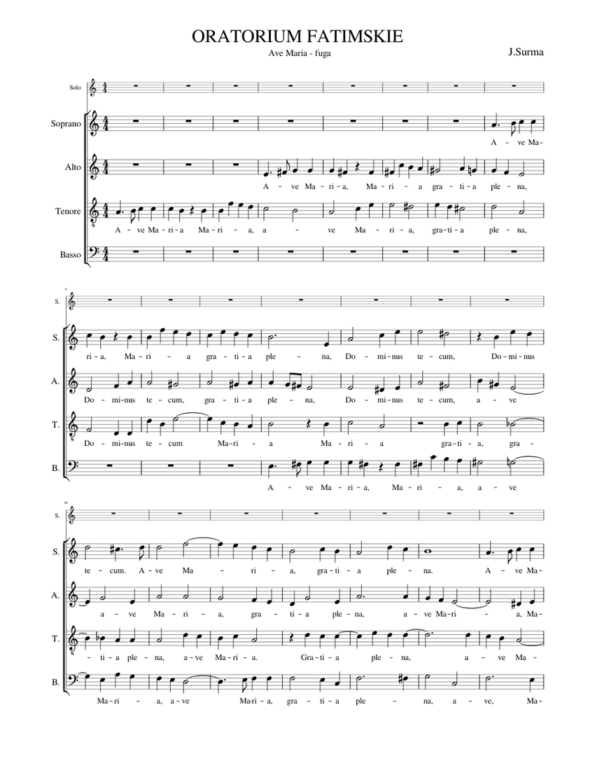 ORATORIUM FATIMSKIE - Fuga Sheet music for Soprano, Tenor, Alto, Bass ...