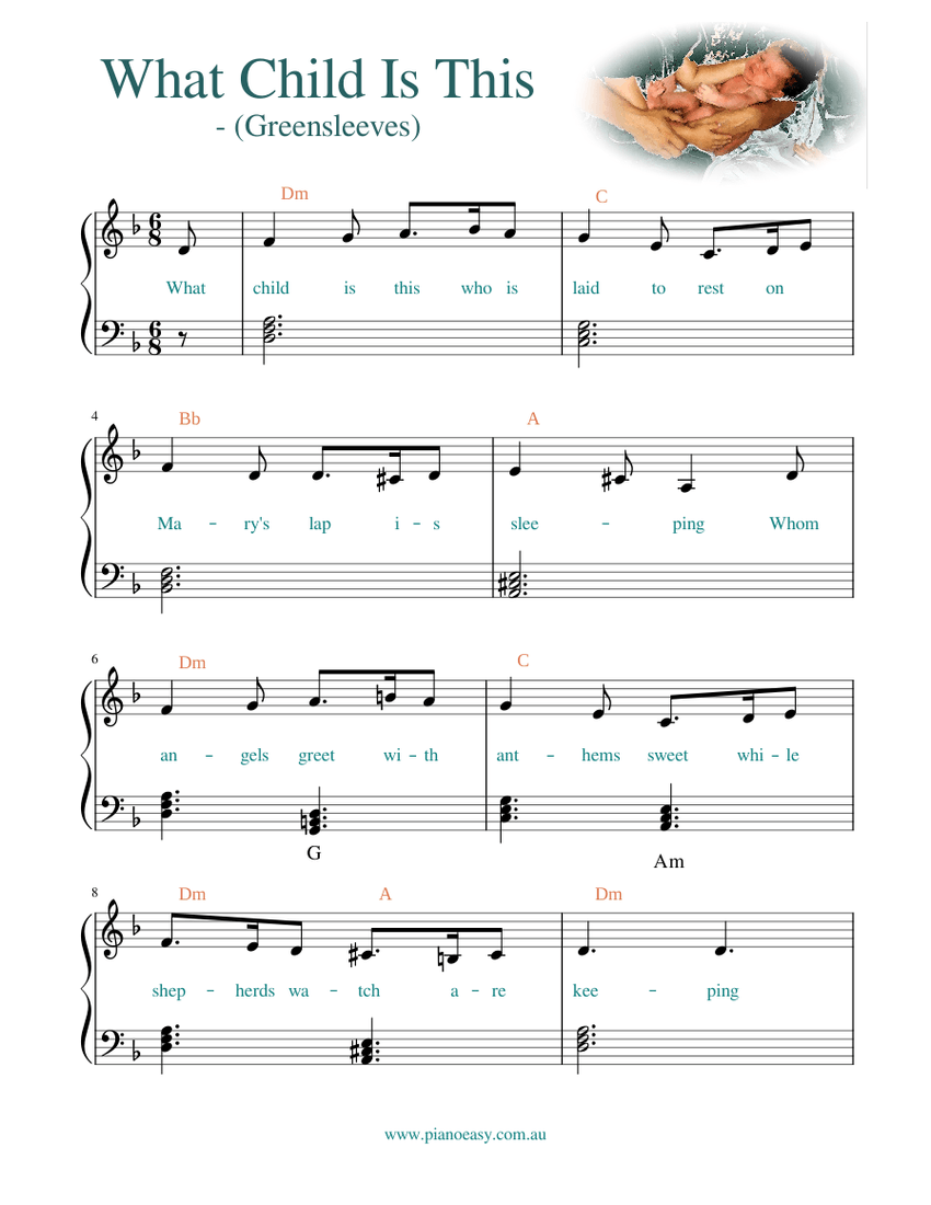 What Child Is This (Greensleeves) Sheet music for Piano (Solo) Easy ...