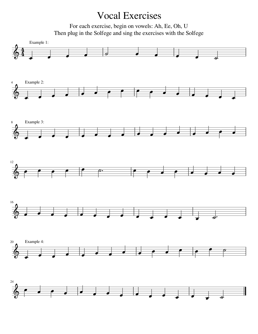 Vocal Exercises Sheet music for Piano (Solo) Easy | Musescore.com