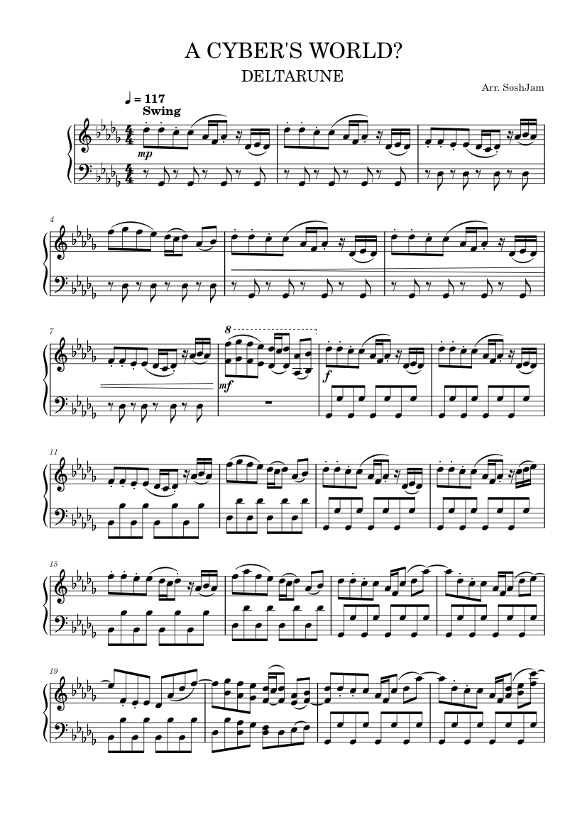 A CYBER'S WORLD? - Deltarune - Toby Fox Sheet music for Piano (Solo) | Musescore.com
