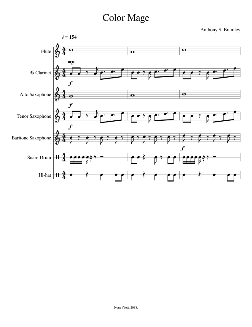 Color Mage Sheet music for Flute, Clarinet in b-flat, Saxophone alto ...