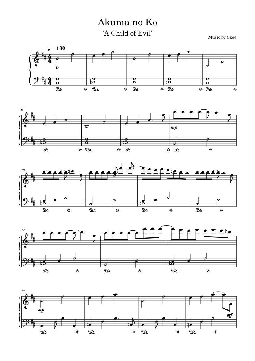 Akuma no Ko Attack on Titan Sheet Music for Piano (Solo) | MuseScore.com