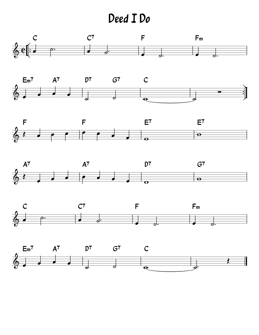 Deed I Do Sheet music for Piano (Solo) Easy | Musescore.com