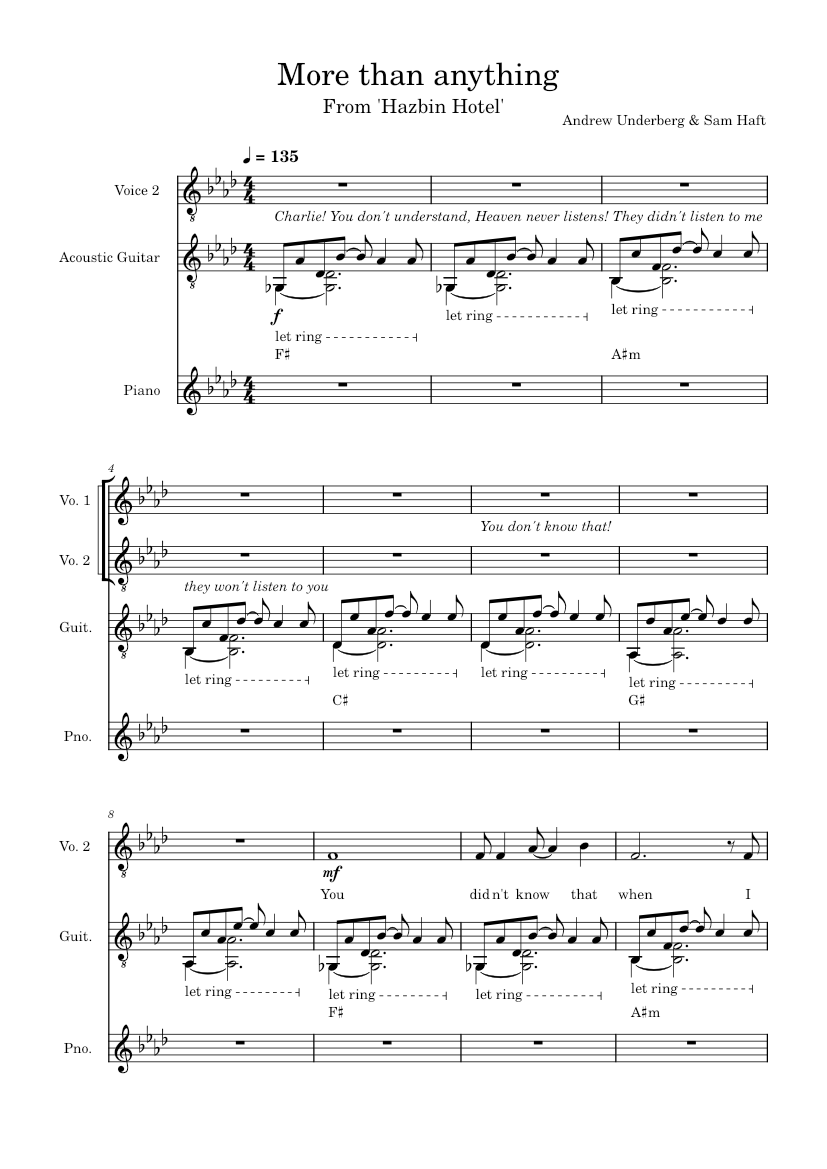 More than anything Sheet Music with Chords for Piano, Guitar, Voice ...