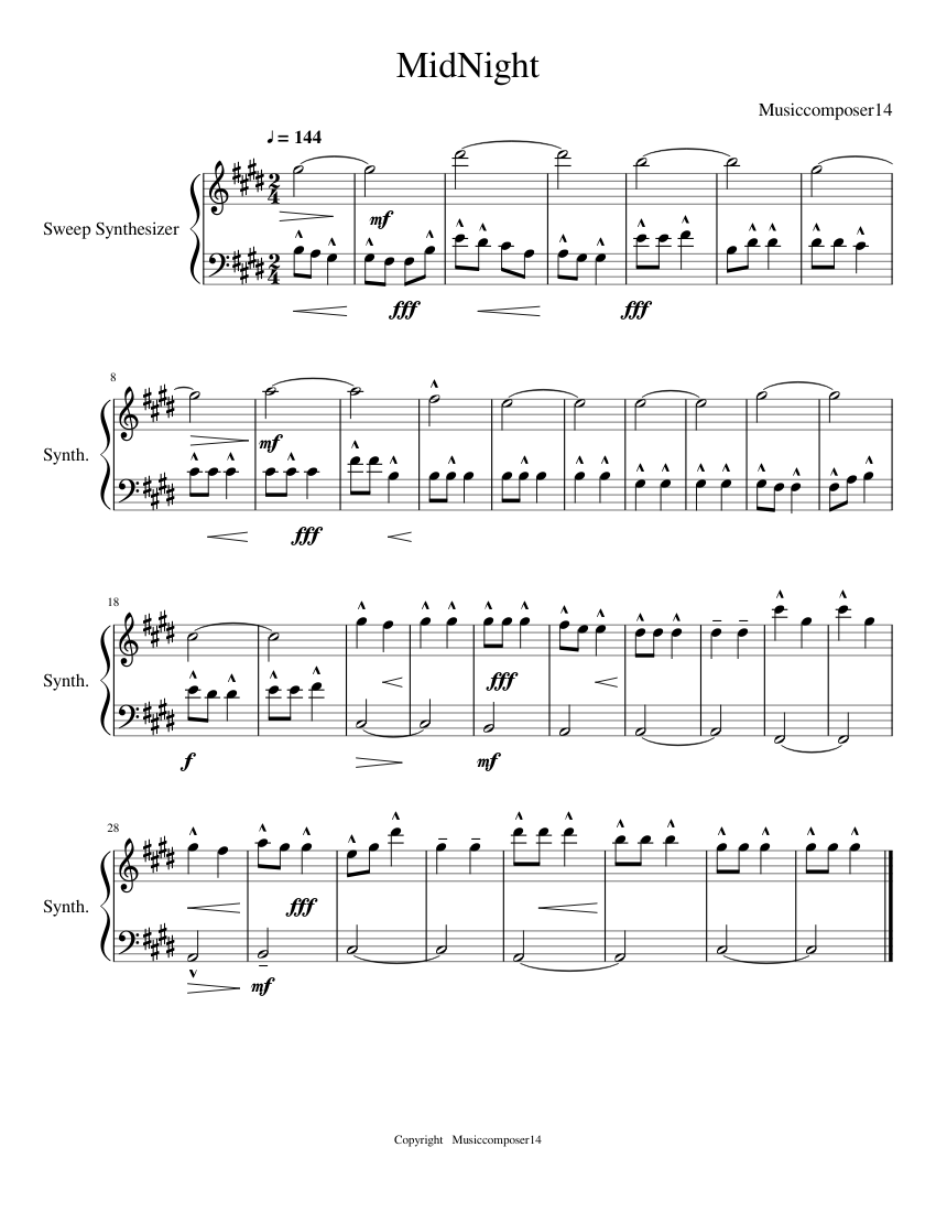MidNight Sheet music for Synthesizer (Solo) | Musescore.com