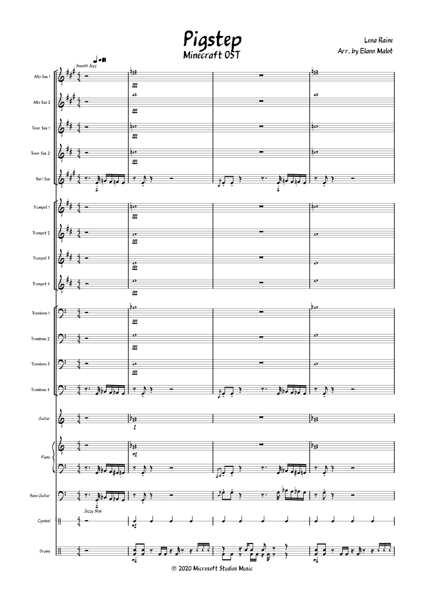Pigstep – Lena Raine Pigstep for Jazz Band Sheet music for Piano ...