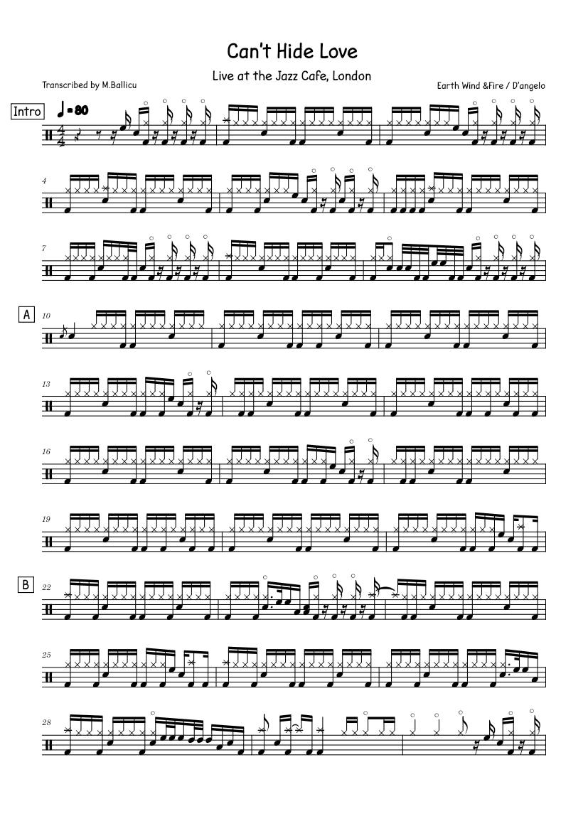 Can't Hide Love – Earth, Wind & Fire Sheet Music for Drum group (Solo ...