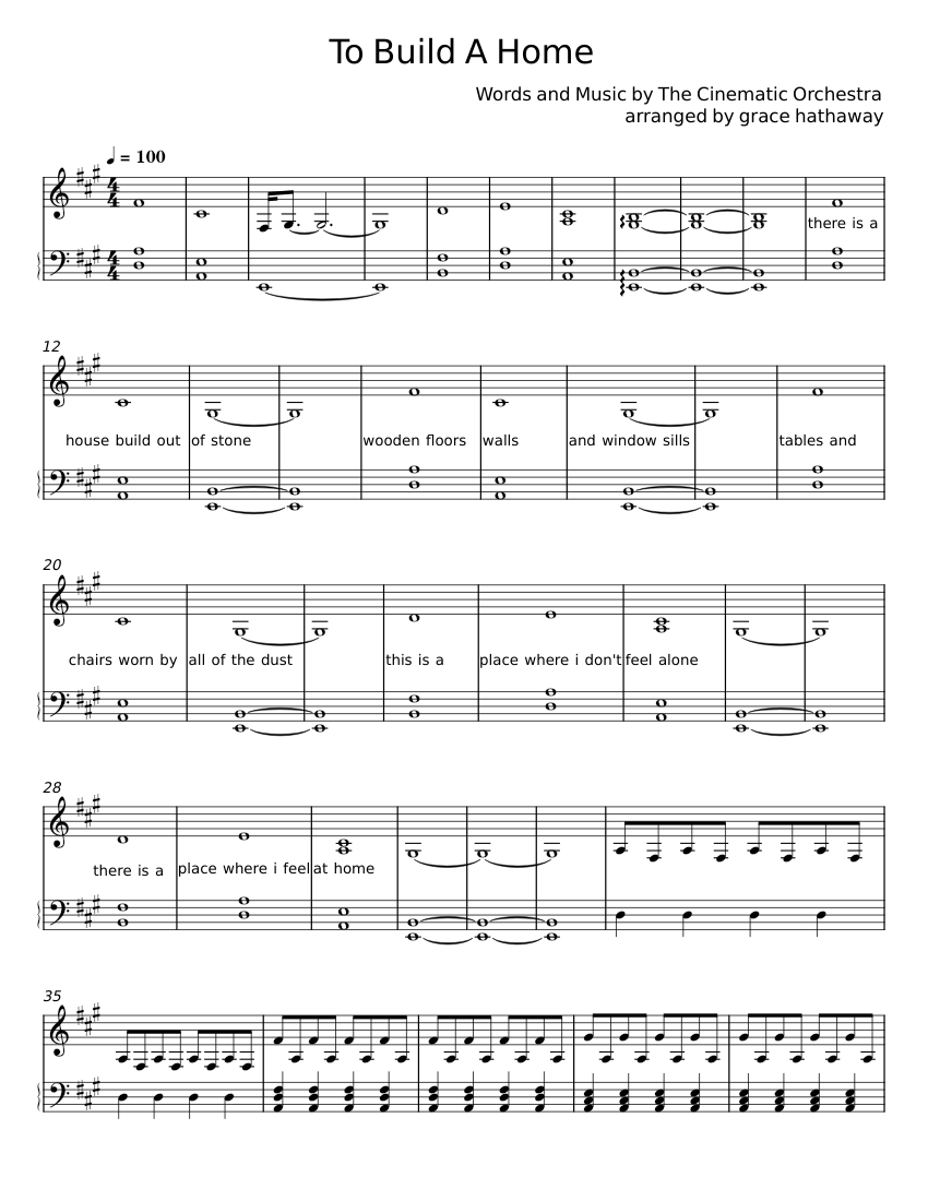 To build a home - The Cinematic Orchestra Sheet music for Piano (Piano ...