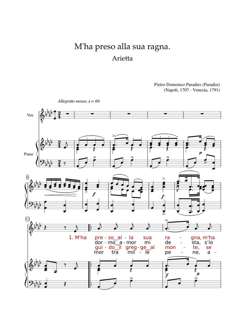 M'ha preso alla sua ragna. Sheet music for Piano, Bassoon (Solo ...