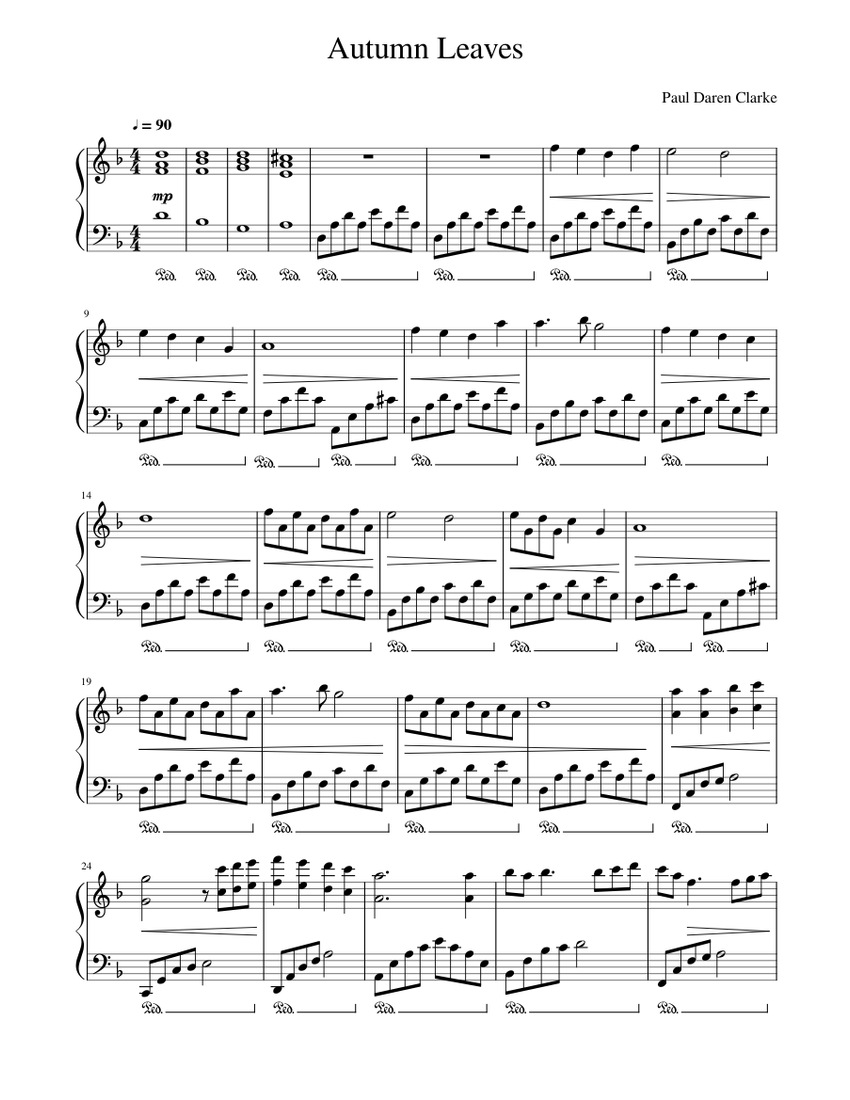 Autumn Leaves Sheet music for Piano (Solo) Easy | Musescore.com
