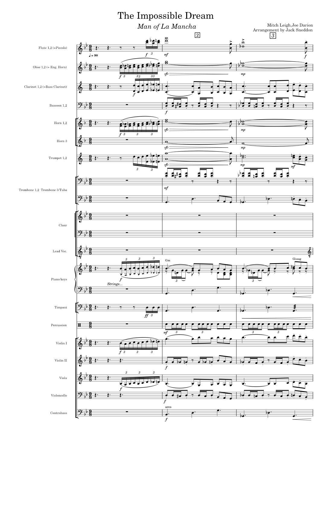 The Impossible Dream – Joe Darion / Mitchell Leigh Sheet music for Piano, Trombone tenor, Flute ...