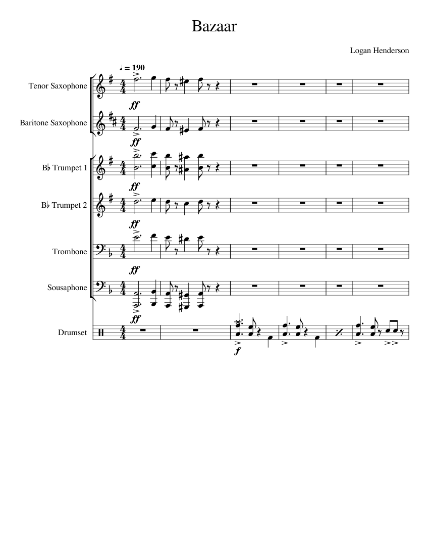 Bazaar Sheet music for Trombone, Saxophone tenor, Saxophone baritone ...