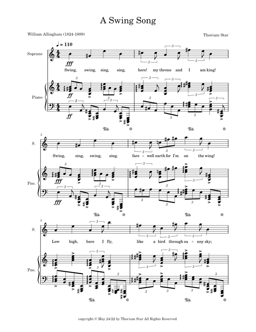 A Swing Song Sheet music for Piano, Soprano (Piano-Voice) | Musescore.com