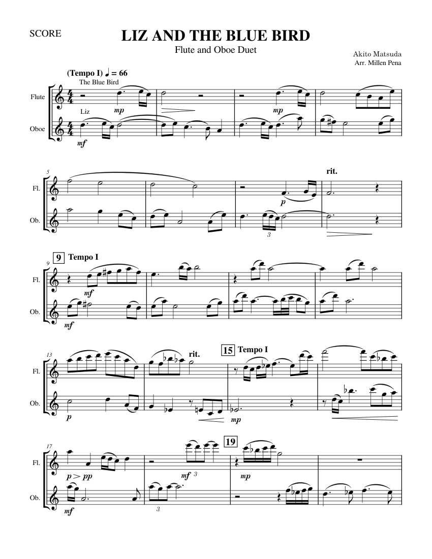 Liz and the Blue Bird – Akito Matsuda | Duet Sheet music for Flute ...