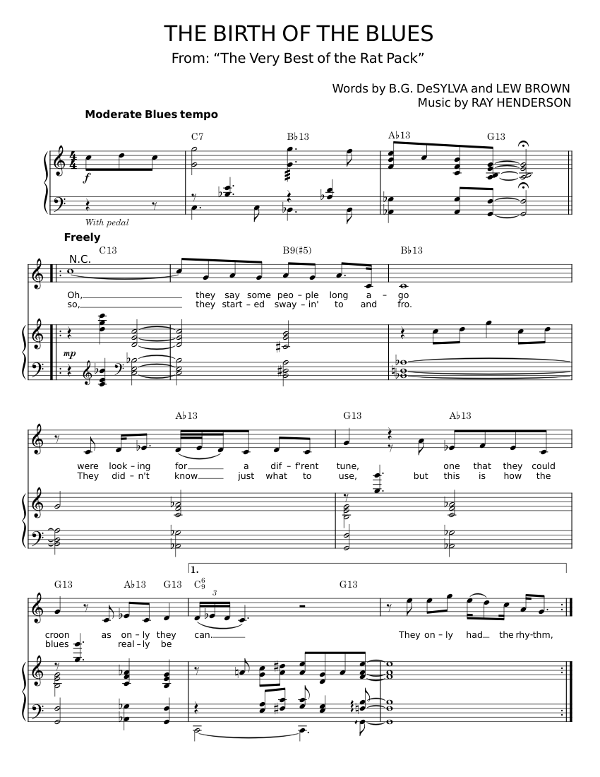 The Birth Of The Blues [lead sheet] - Ray Henderson, B G DeSylva, Lew ...