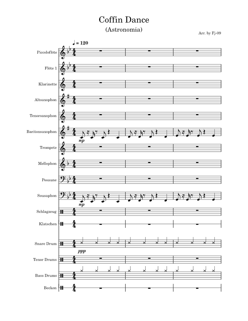 Coffin Dance Sheet music for Trombone, Mellophone, Flute piccolo, Flute ...