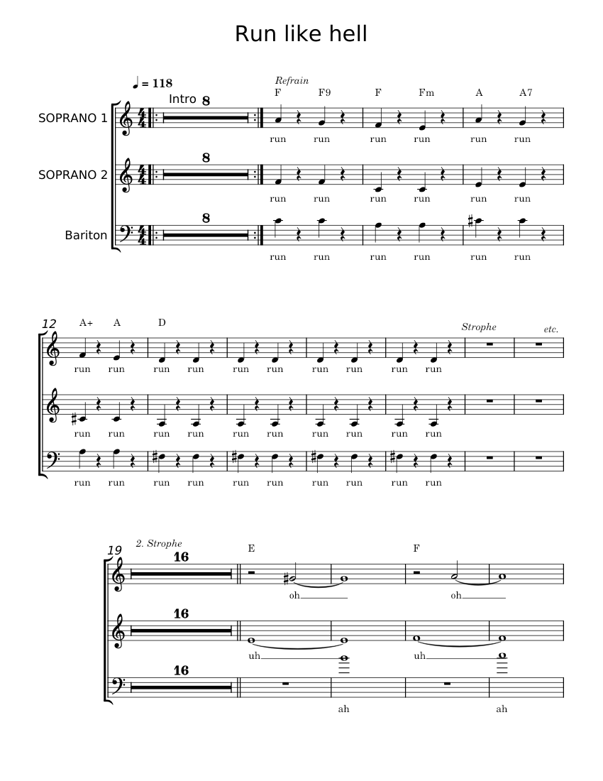 Run like hell Sheet music for Vocals, Baritone (Choral) | Musescore.com