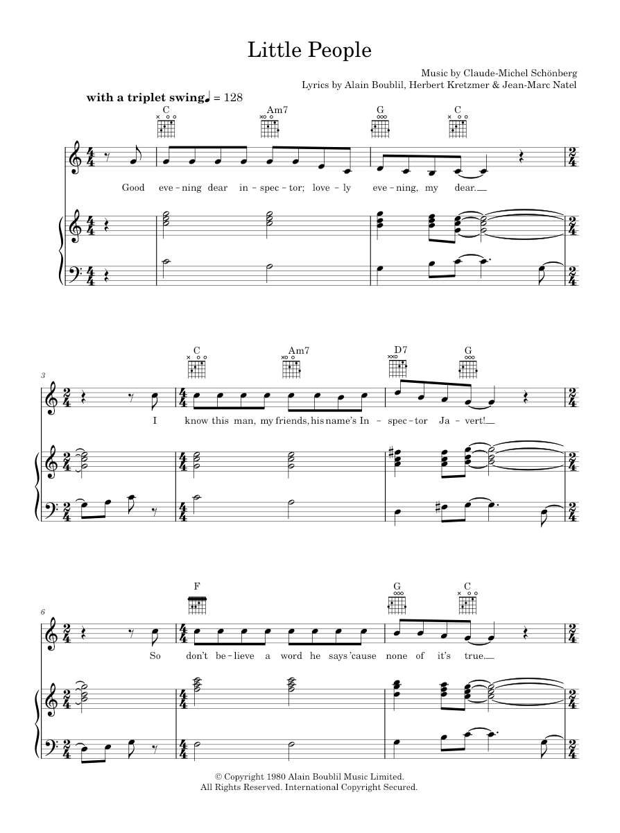 Little People Sheet music for Piano, Vocals by Alain Boublil and Claude ...