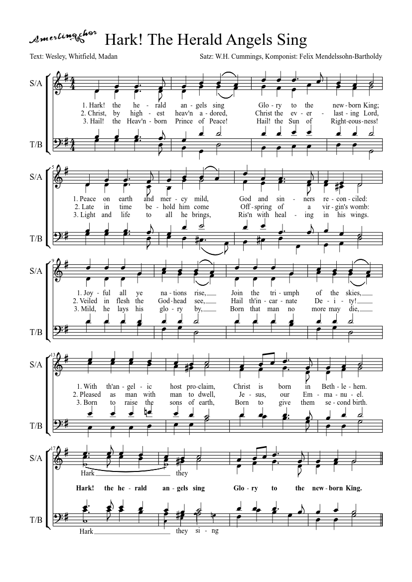 Hark! The Herald Angels Sing Sheet music for Piano (Piano Duo ...