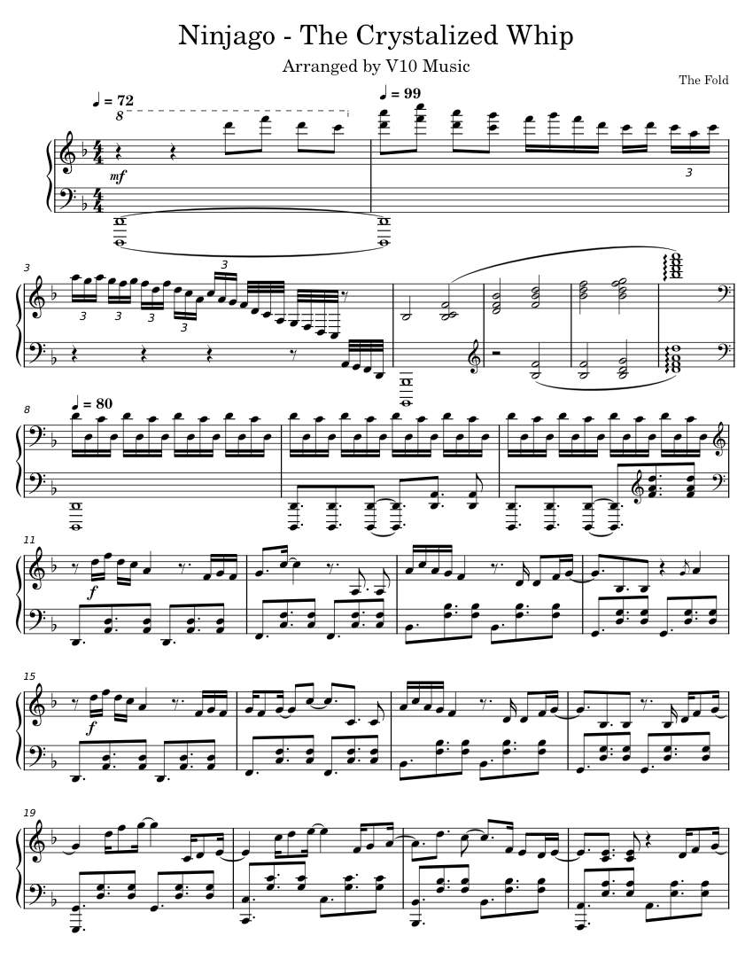 Ninjago Crystalized Whip – The Fold Sheet music for Piano (Solo ...