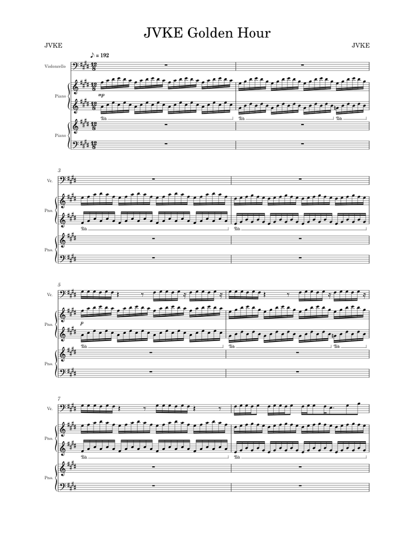 JVKE Golden Hour Sheet music for Piano, Cello (Mixed Duet) | Musescore.com