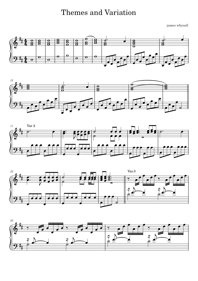 Themes and Variation Sheet music for Piano (Solo) Easy | Musescore.com