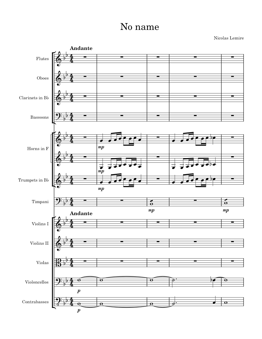 No name Sheet music for Flute, Oboe, Bassoon, French horn & more ...