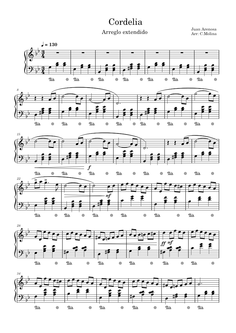 Cordelia Sheet Music for Piano (Solo) | MuseScore.com