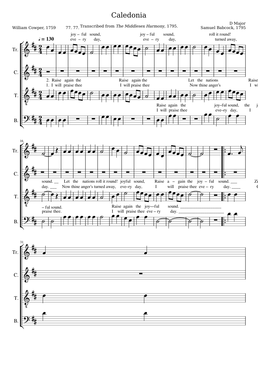 Caledonia - Samuel Babcock Sheet music for Tenor, Bass voice, Vocals ...