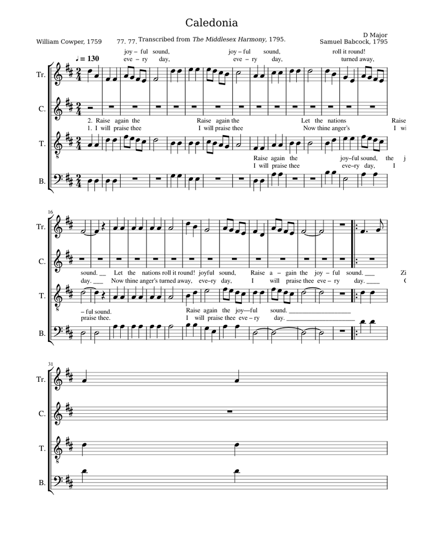 Caledonia - Samuel Babcock Sheet music for Tenor, Bass voice, Vocals ...