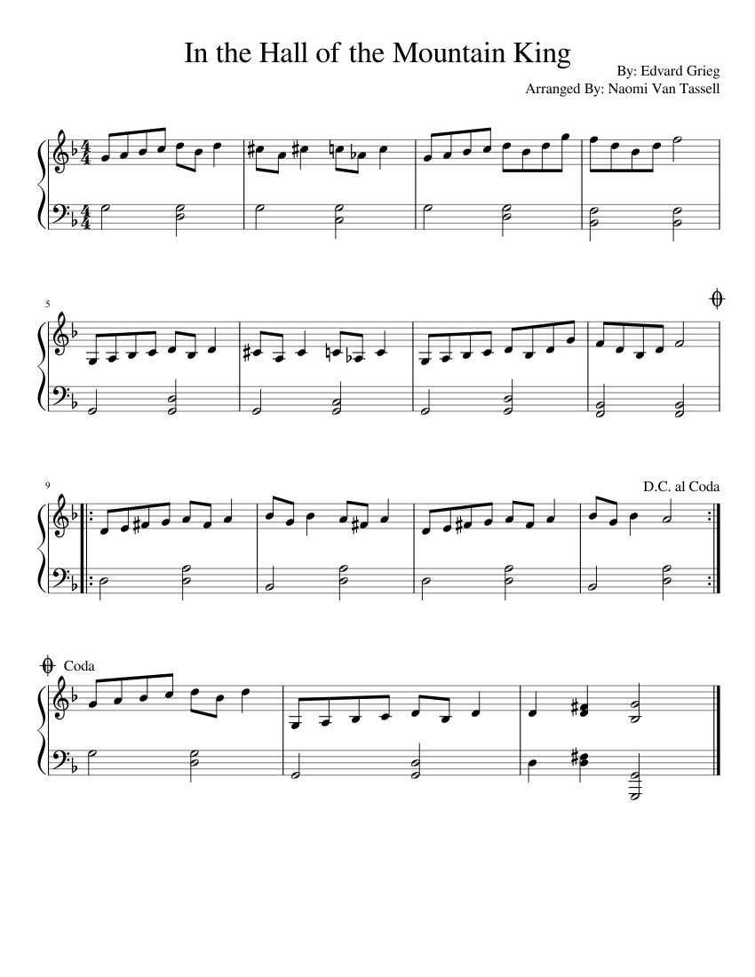 In the Hall of the Mountain King Sheet Music for Piano (Solo) easy ...