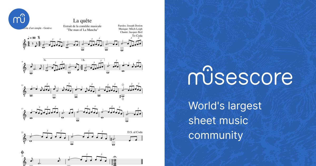 La quete – Jacques Brel Sheet music for Guitar (Solo) | Musescore.com