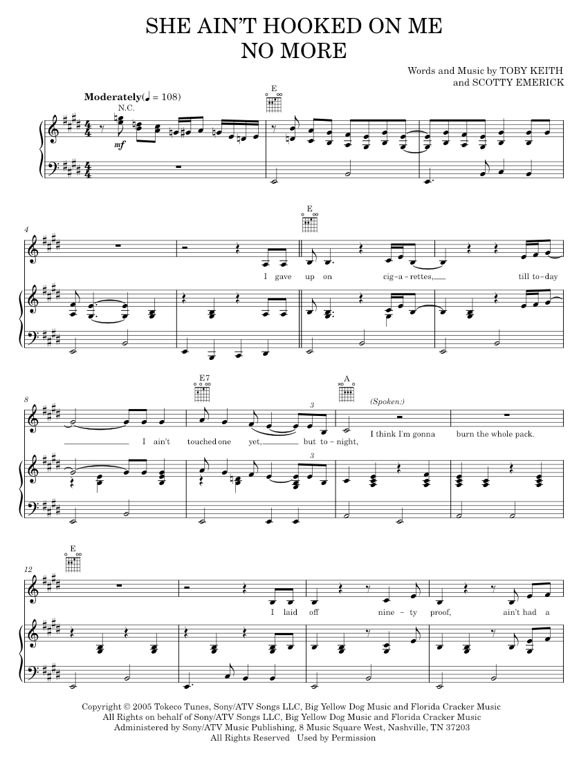 Play Official version of She Ain't Hooked On Me No More sheet music by LeAnn Rimes, Toby Keith ...