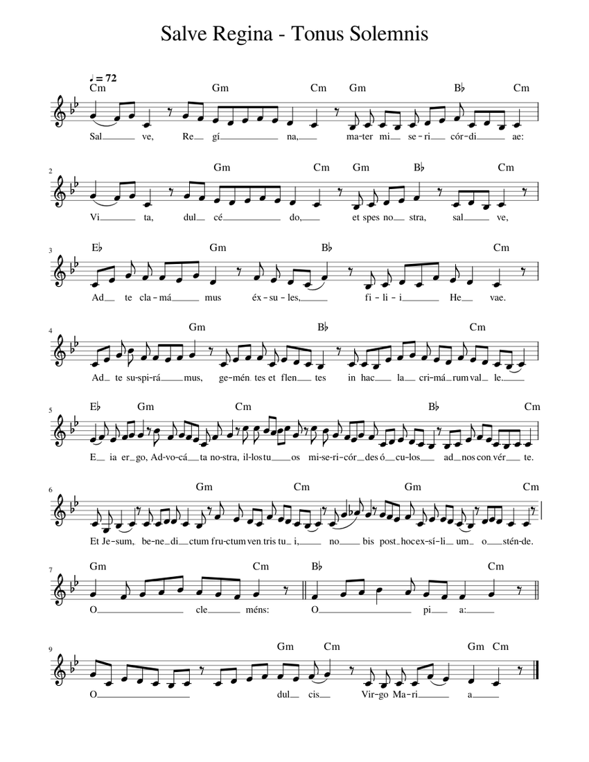 Salve Regina - Tonus Solemnis Sheet music for Piano (Solo) Easy | Musescore.com