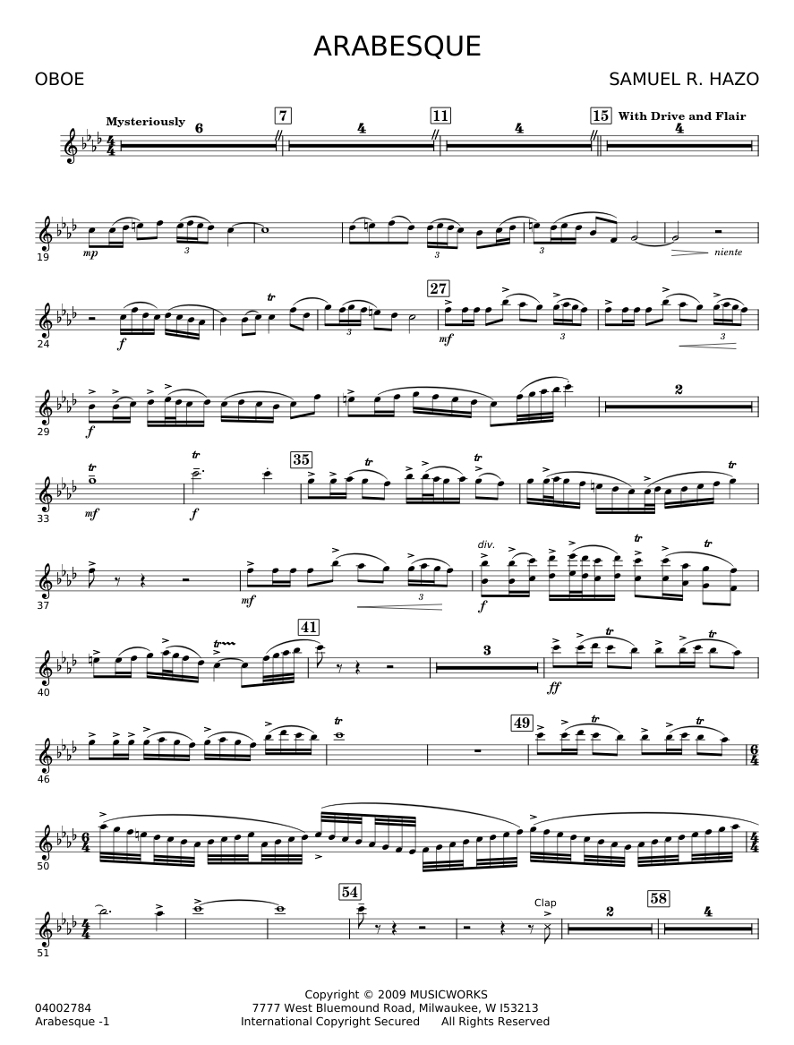 Arabesque - Samuel R. Hazo Sheet music for Oboe (Solo) | Musescore.com