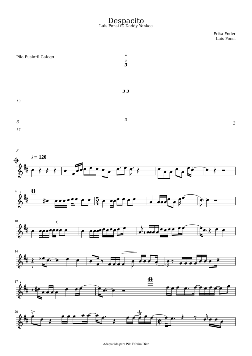 Despacito 1 Sheet music for Vocals (Solo) | Download and print in PDF ...