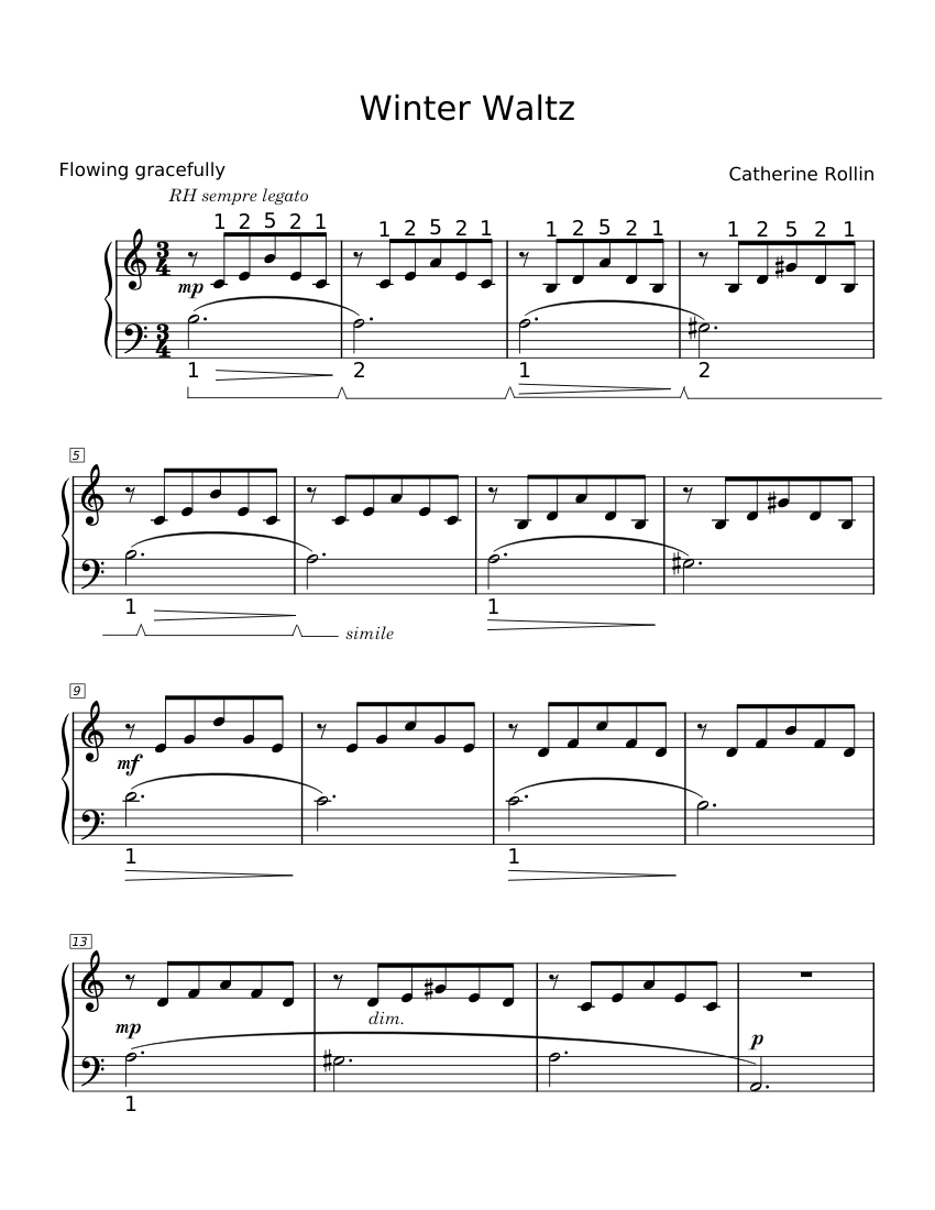 Winter Waltz - Catherine Rollin Sheet Music for Piano (Piano Duo ...