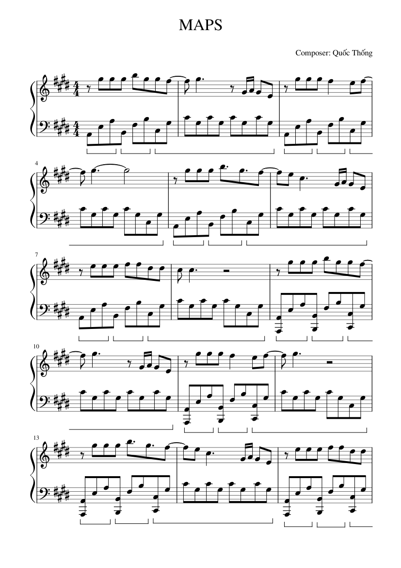 maps Sheet Music for Piano (Solo) | MuseScore.com