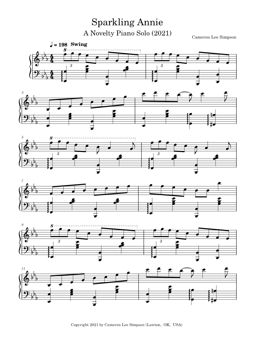 Sparkling Annie by Cameron Lee Simpson (2021) Sheet music for Piano ...