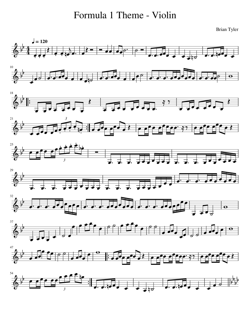 Formula 1 Theme - Brian Tyler Sheet music for Violin (Solo) | Musescore.com