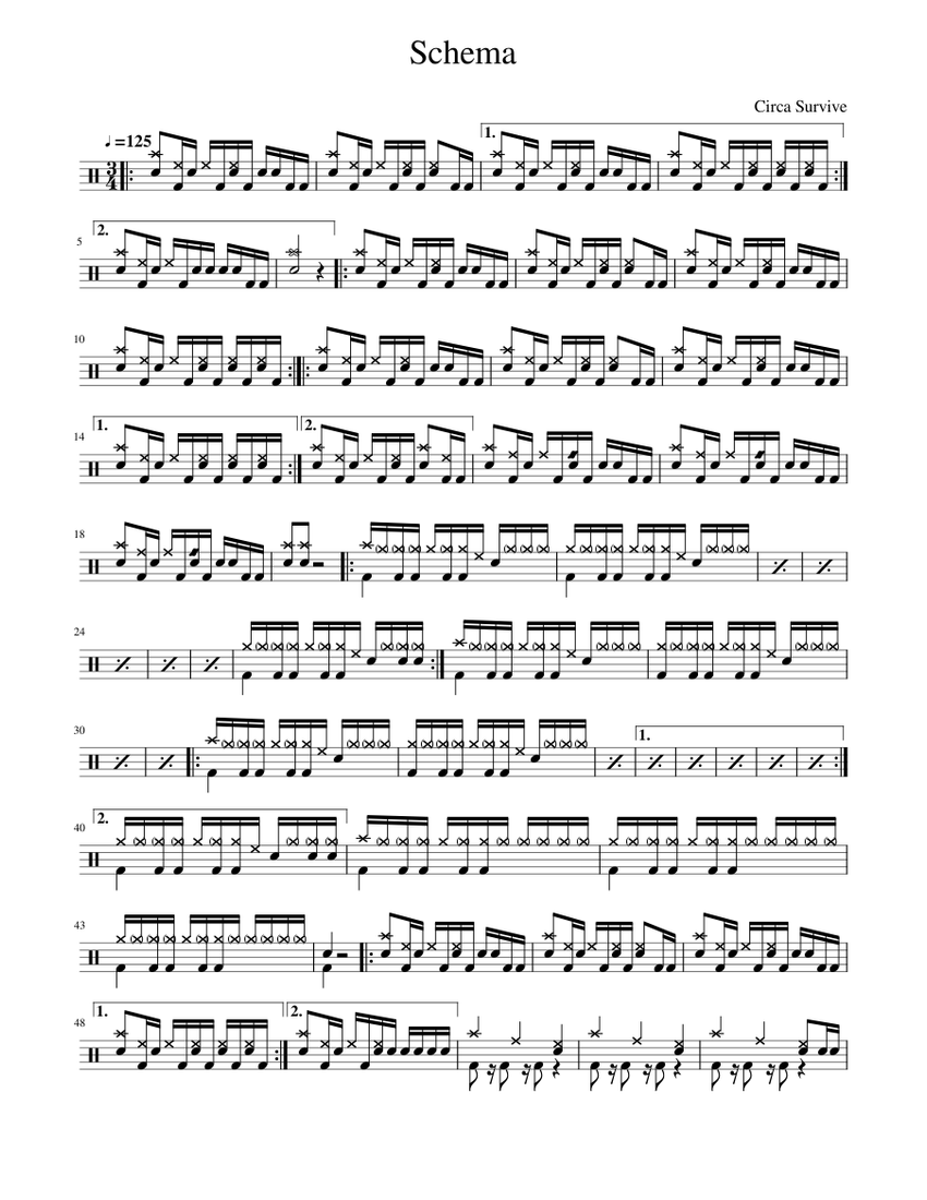 Circa Survive - Schema Sheet music for Drum group (Solo) | Musescore.com