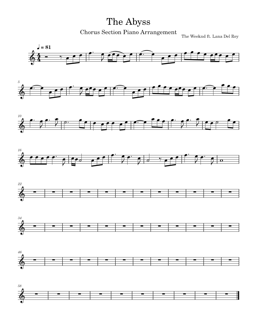 The Abyss Alto Saxophone (Easy) Sheet Music for Saxophone alto (Solo ...