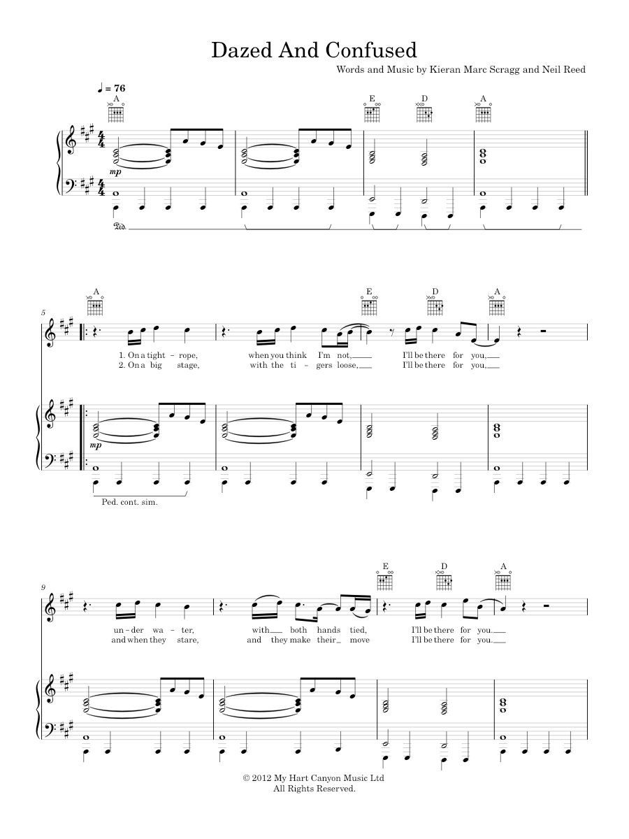 dazed and confused Sheet music for Piano, Vocals by Iko Official ...