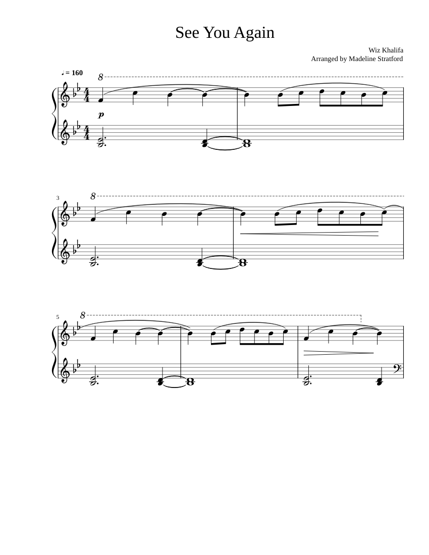See You Again Piano Wiz Khalifa Sheet music for Piano (Solo) Easy ...